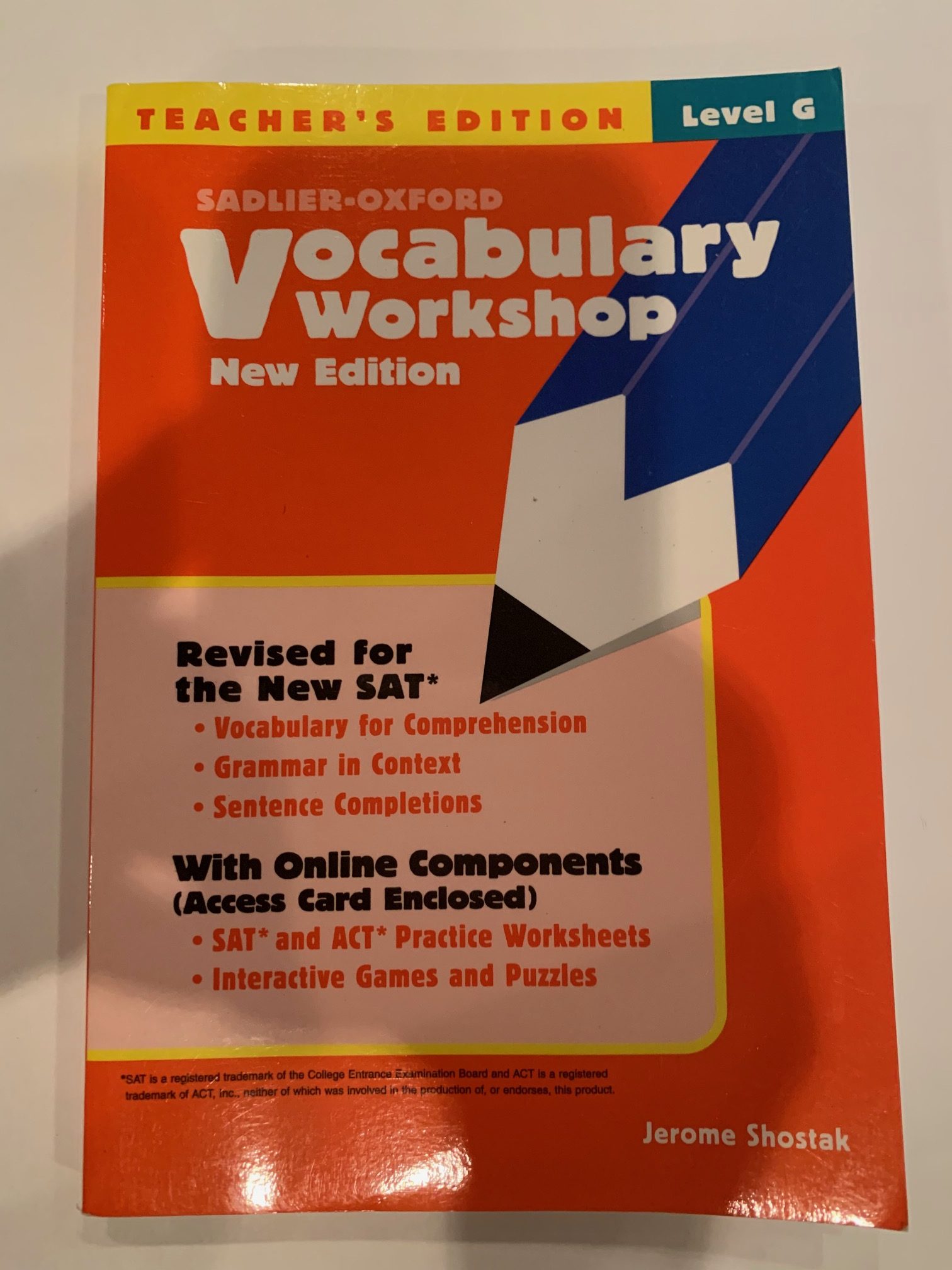 Sadlier-Oxford Vocabulary Workshop Teacher’s Edition Level G ...